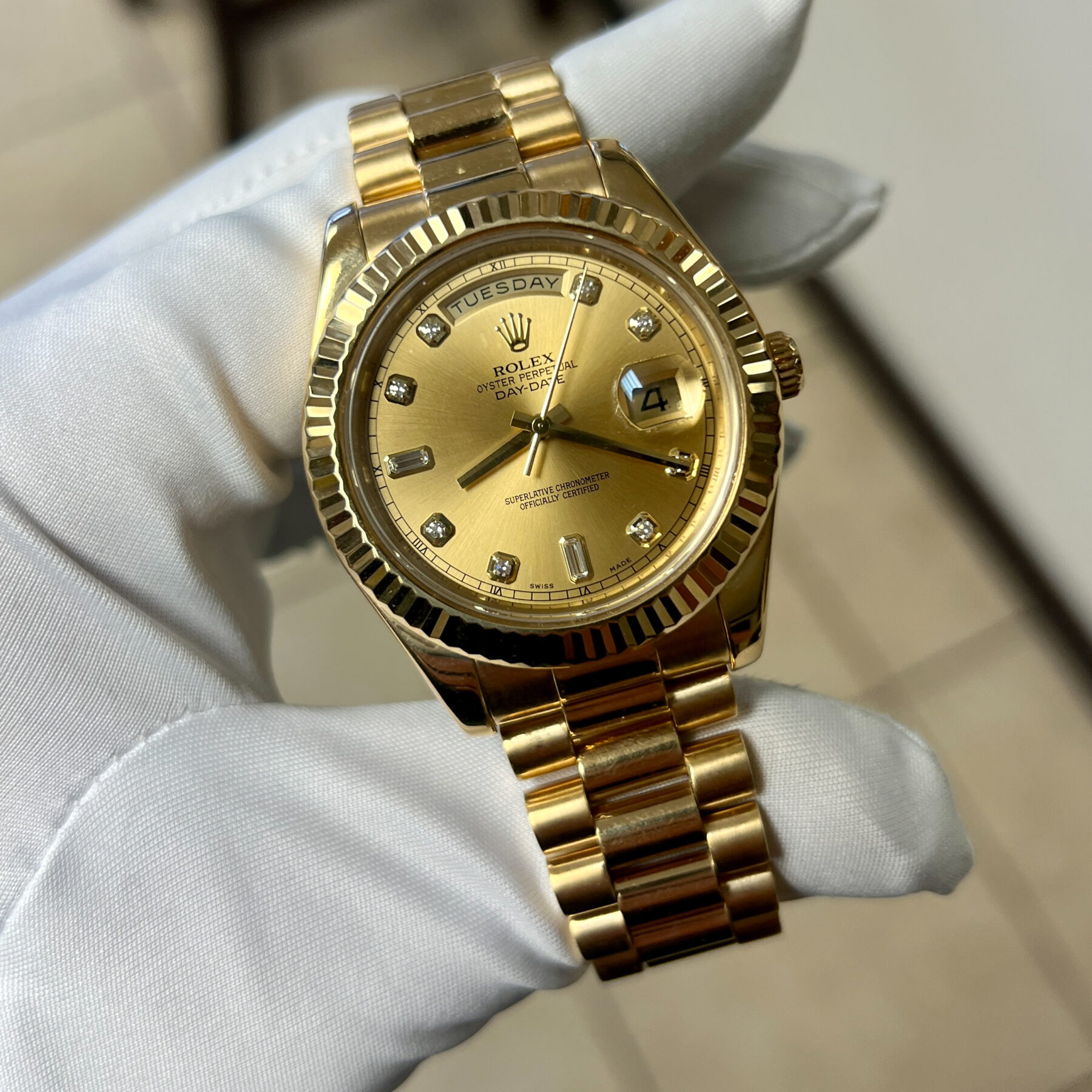 ROLEX DAY-DATE 41 218238 YELLOW GOLD PRESIDENT – Vendere Timepieces