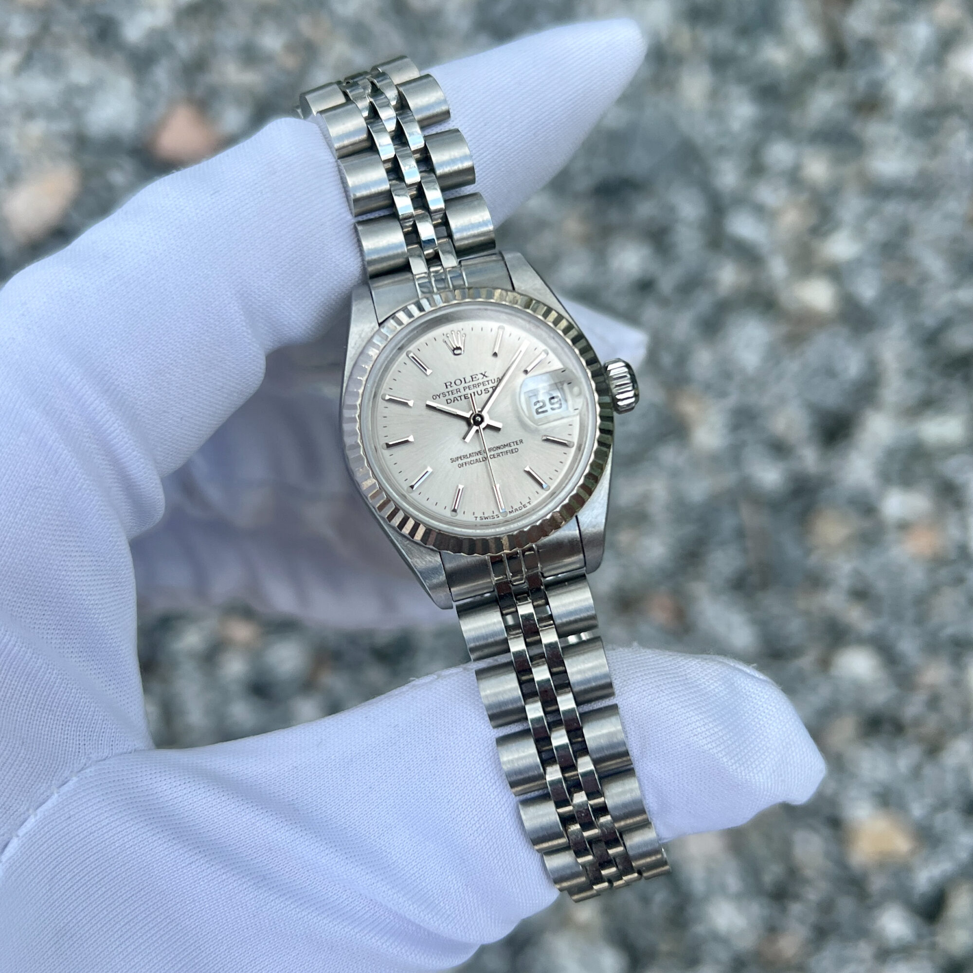 ROLEX LADIES DATEJUST 26 69174 SILVER DIAL JUBILEE – Vendere Timepieces